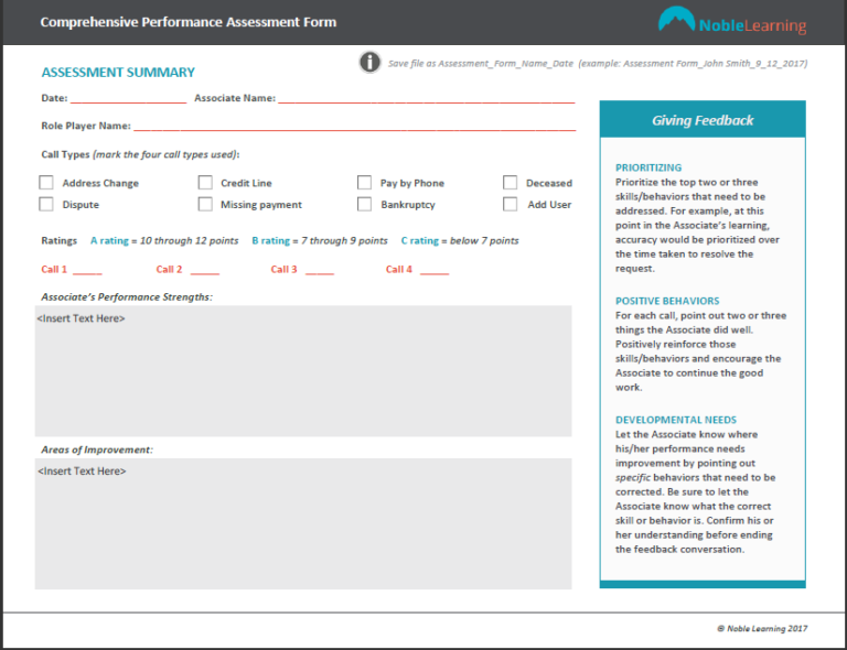 New Hire Readiness Assessment - Noble Learning
